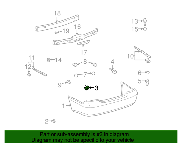 2002-2006 Toyota Camry Bumper Cover Retainer 52575-AA030 | Toyota Parts