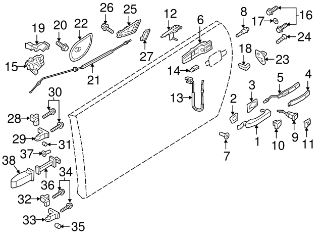 2016-2023 Audi Handle Base Mount Bolt WHT-006-753 | Audi USA Parts