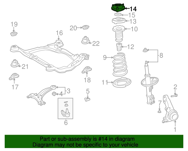 2002-2008 Toyota Suspension Strut Mount (Left, Right, Front) 48609 ...