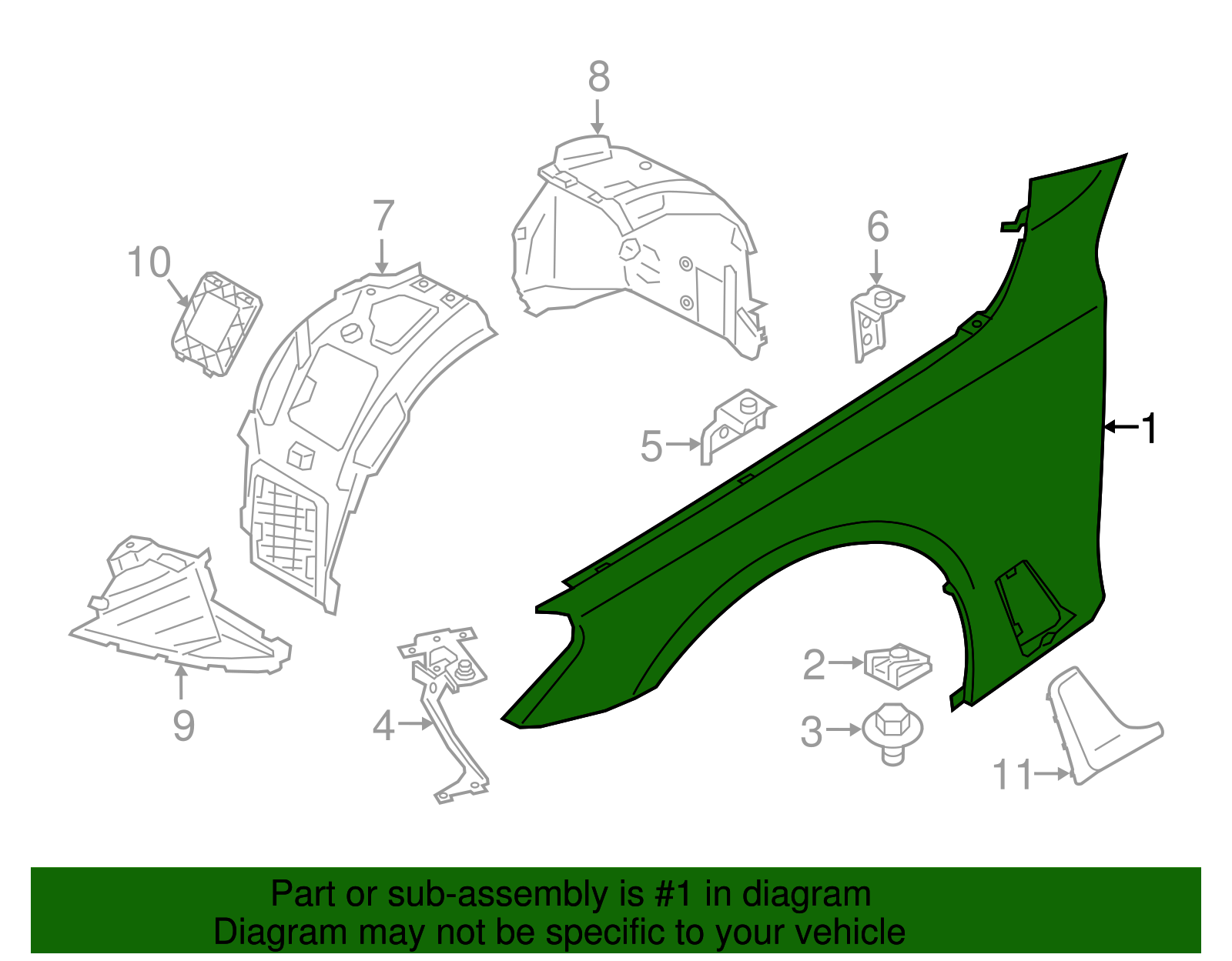 41009621596 - 2016-2019 BMW Fender (41-00-9-621-596) | BMW of South ...