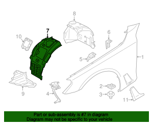 51717340193 - 2016-2019 BMW Ft Fender Liner (51-71-7-340-193) | BMW of ...