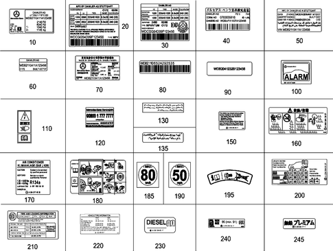 Identification Plate, Information Sign for 2012 Mercedes-Benz GLK 350 ...