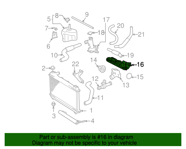 16323-20020 - Engine Coolant Thermostat Housing 2000-2010 Toyota ...