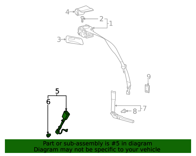Black Front Passenger Side Seat Belt Buckle 84967417 | GMPartsDirect.com