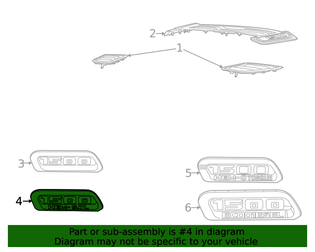2019-2023 Ram 1500 Nameplate - Driver's Side (LH) 68309877AA ...