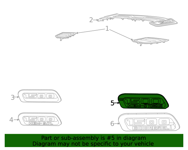 2019-2023 Ram 1500 Nameplate 68500543AA | TascaParts.com