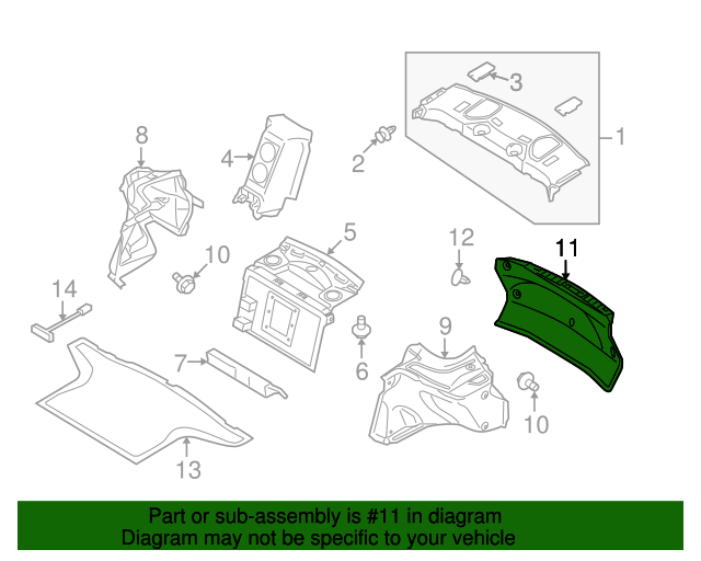 2009-2021 Nissan GT-R Rear Trim Panel 84992-JF00A | QuirkParts
