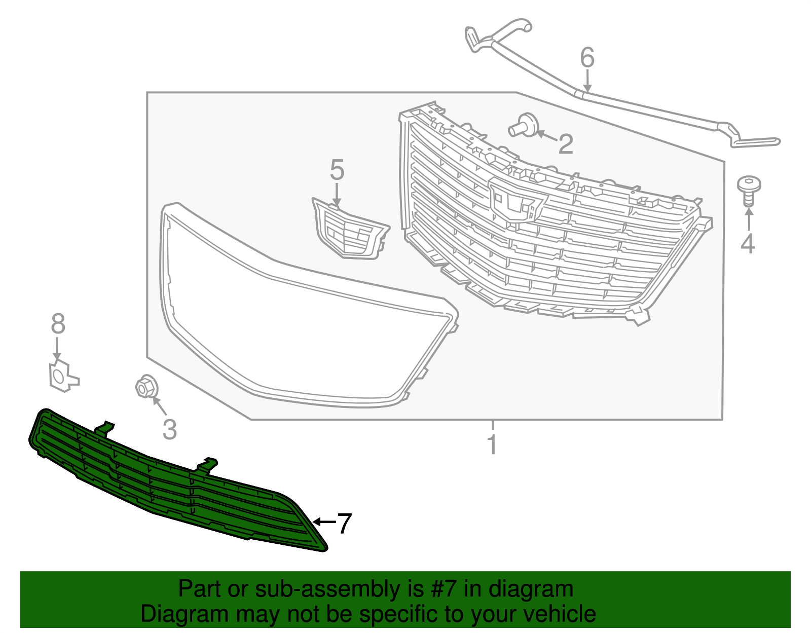 2017-2019 Cadillac XT5 Black Front Lower Grille 84107965 GM ...