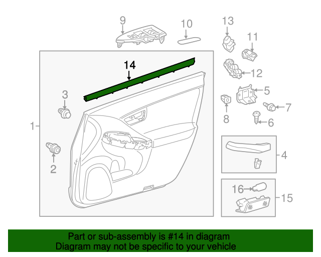 2010-2015 Toyota Door Window Belt Weatherstrip 68172-47060 | Toyota ...