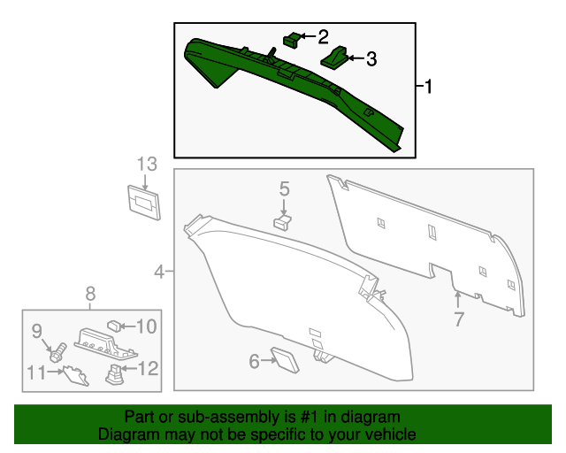 2017-2022 Cadillac XT5 Jet Black Liftgate Upper Trim Finish Panel ...