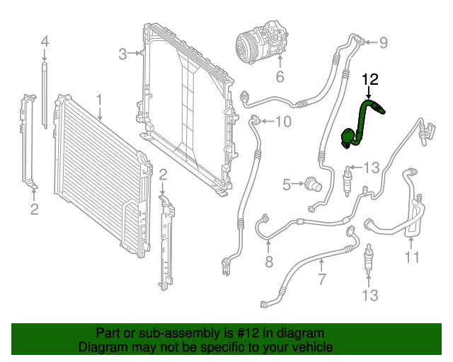 2016-2019 Mercedes-Benz GLC 300 A/C Refrigerant Suction Hose 253-830-12 ...