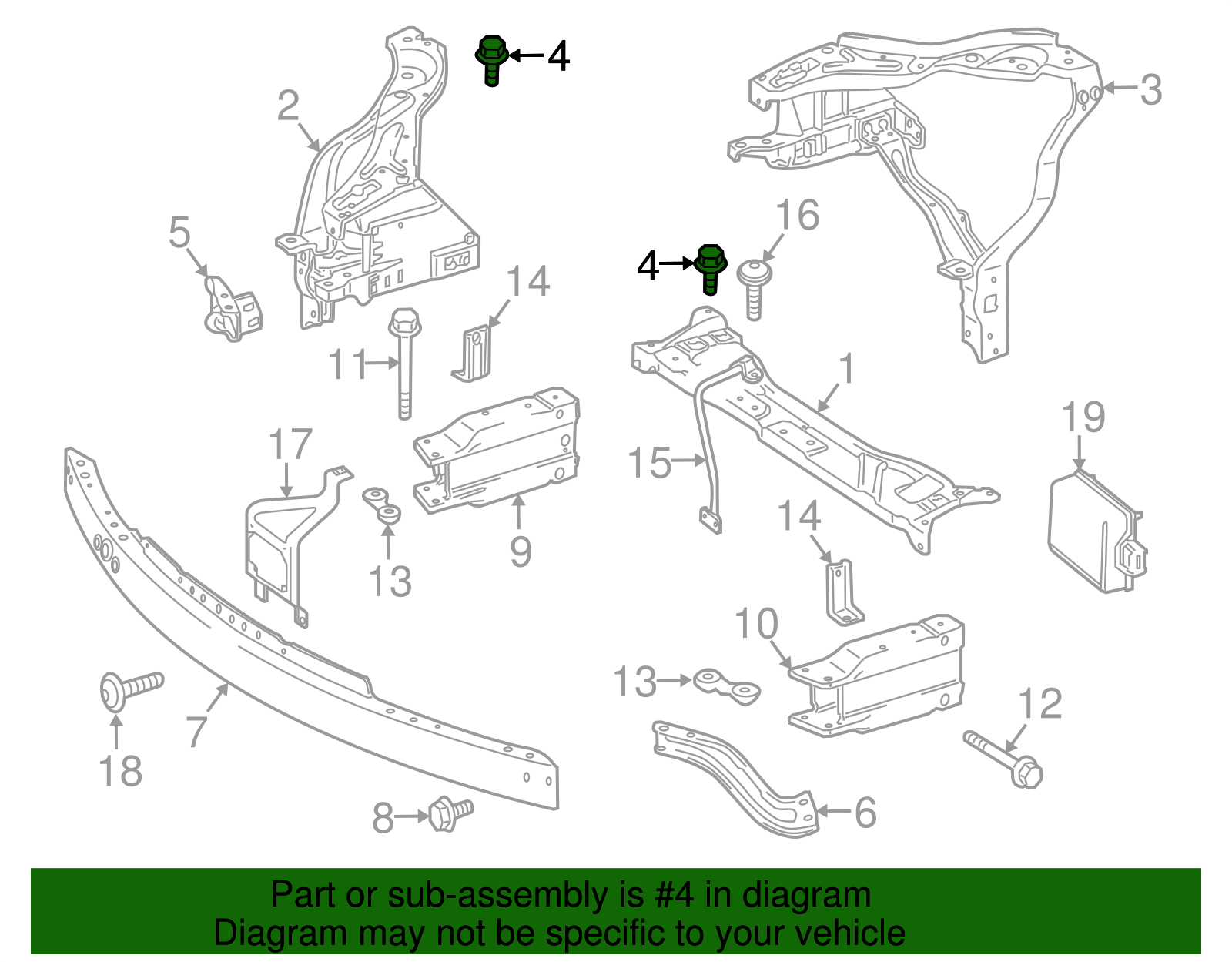 Genuine OEM Radiator Support Tie Bar Bolt | 002-990-76-00 | Fits Select ...
