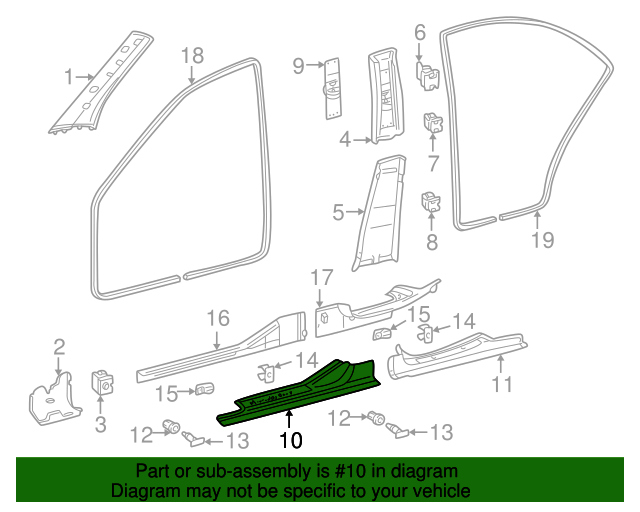 203-680-08-35-9B51 - Door Sill Plate 2001-2007 Mercedes-Benz ...