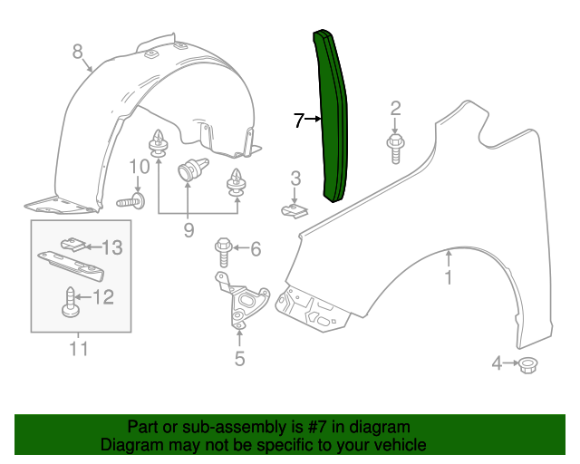 2012-2017 Buick Verano Front Driver Side Fender Insulator 22847744 ...