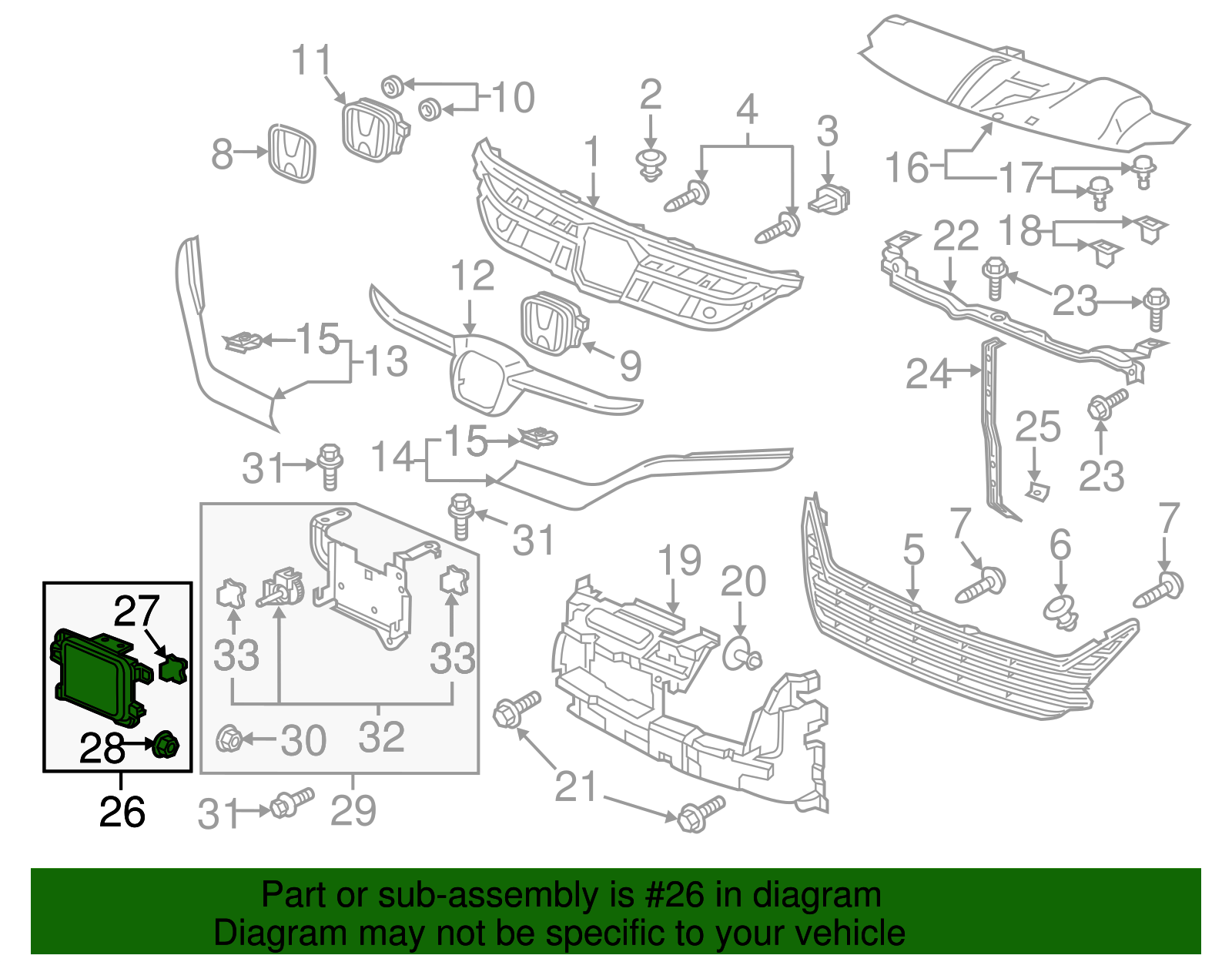 36802-THR-A02 - 2018-2020 Honda Odyssey - Radar Sub-Assembly | Genuine ...