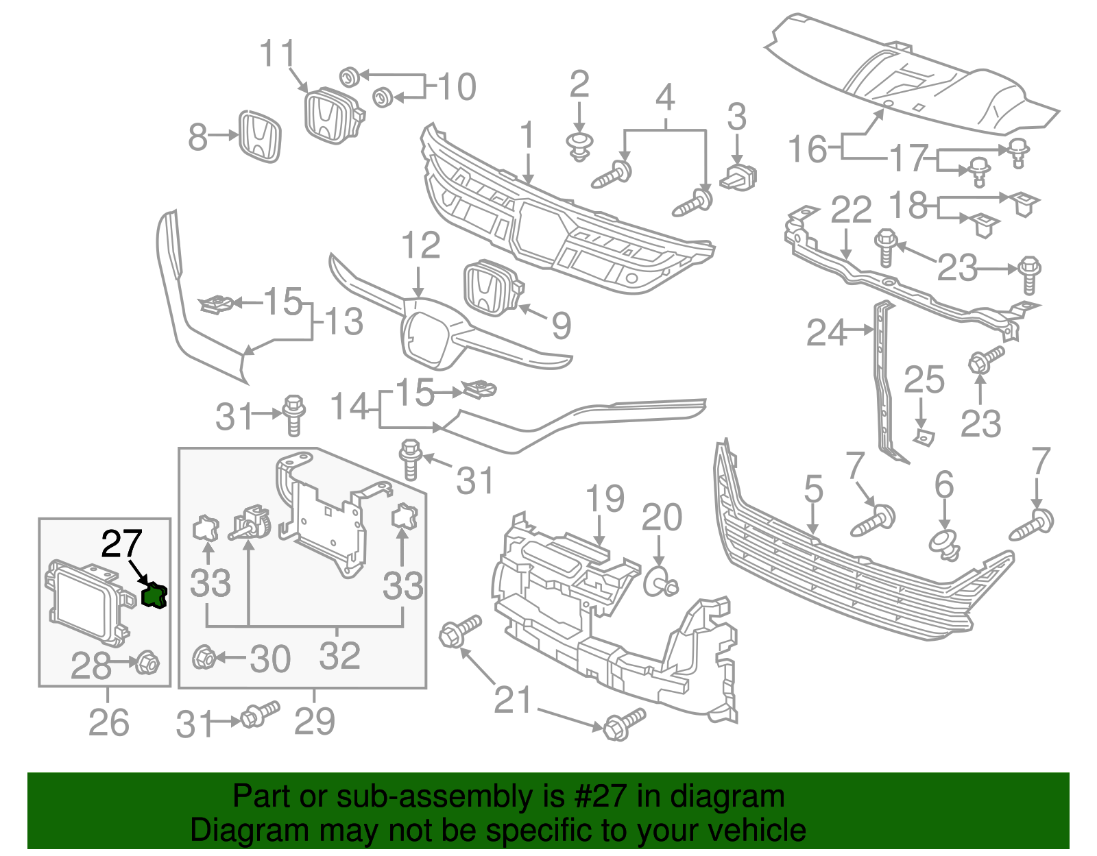 36803-TZ3-A11 - 2016-2020 Honda - Grip | Honda Parts Guys