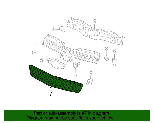 2007-2014 Chevrolet Front Lower Radiator Grille in Bright Chrome ...