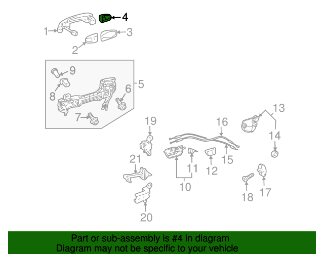 69227-47010-J3 - Exterior Door Handle Cover 2012-2015 Toyota ...