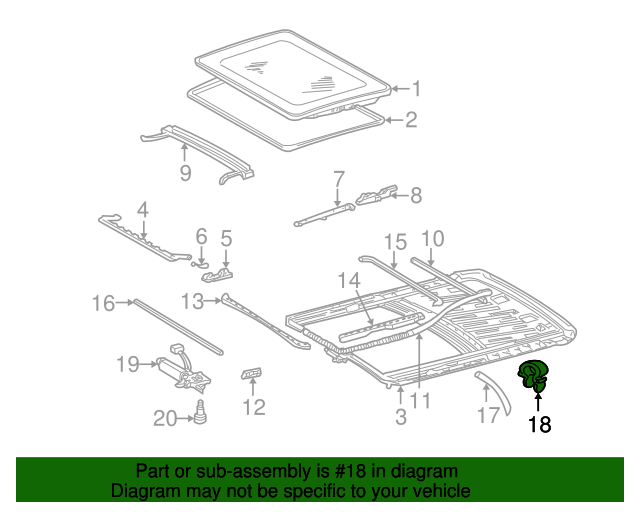000-995-52-44 - Sunroof Drain Hose Clip 1996-2018 Mercedes-Benz ...