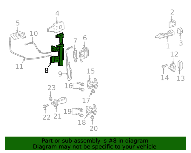 2019 Ram 1500 Door Latch Bracket - Driver's Side (LH) 68321333AA ...