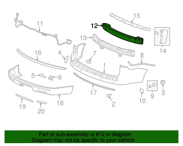 2013-2017 GM Rear Bumper Impact Bar 22816823 GM | GMPartsDirect.com