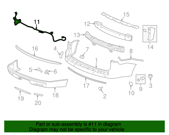 2013-2017 GMC Rear Object Alarm Sensor Wiring Harness 84004718 ...