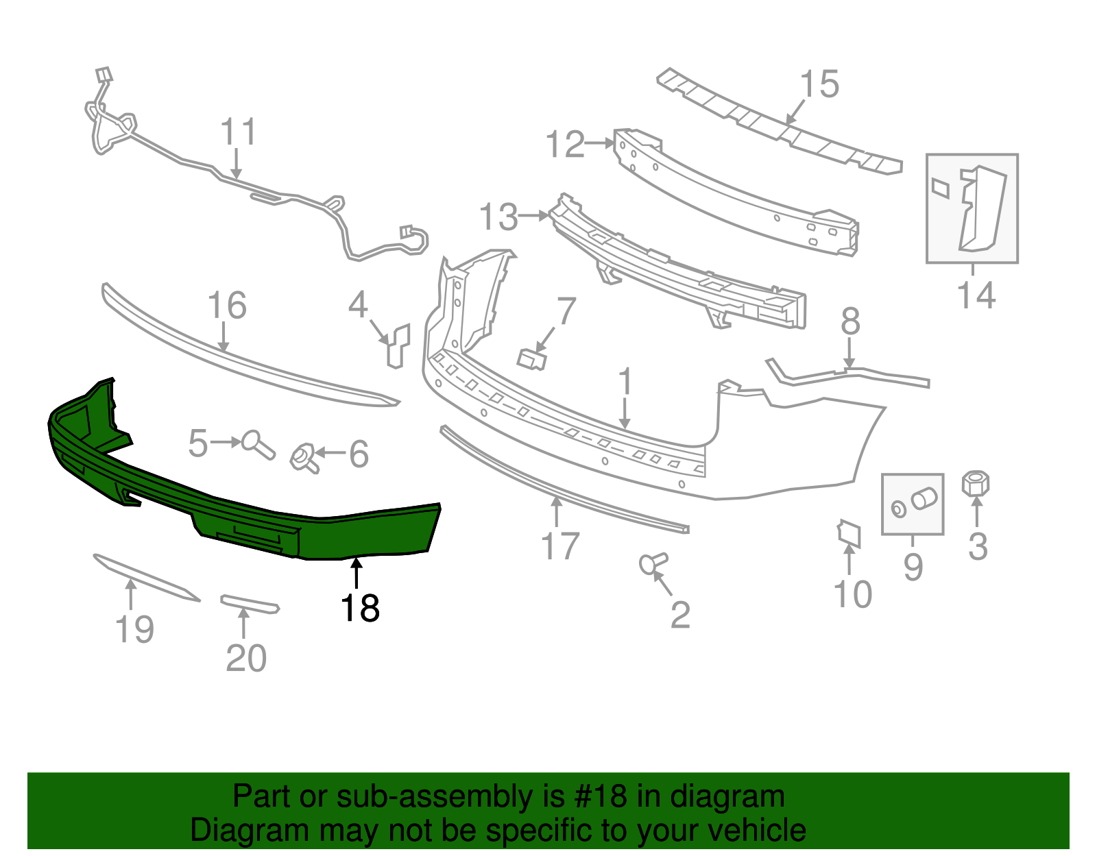 2013-2017 GMC Black Rear Lower Bumper Cover 23190143 GM | GMPartsDirect.com