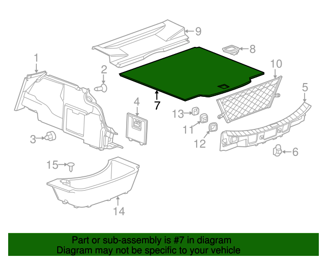 2013-2019 Cadillac XTS Black Diamond Rear Compartment Floor Panel Trim ...
