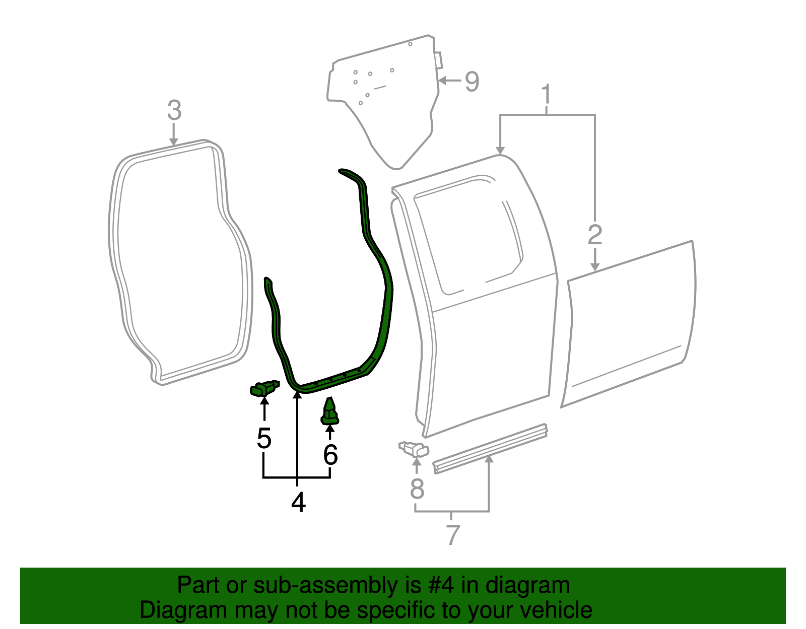 67872-0C030 - 2004-2006 Toyota Tundra - Door Weather-Strip | Sparks Parts