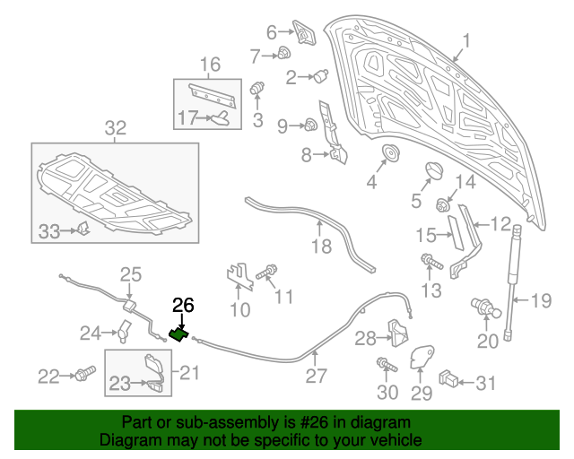 2011-2023 Audi Release Cable Cover 4H0-823-543 | Audi USA Parts