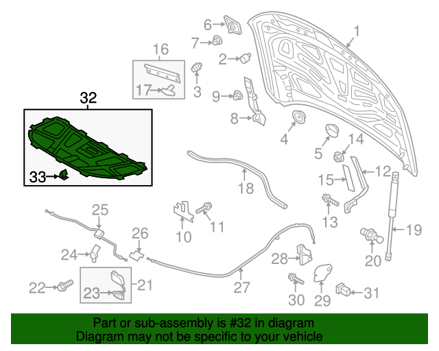 4G0-863-825 - Hood Insulation Pad 2012-2018 Audi | Audi OEM Parts