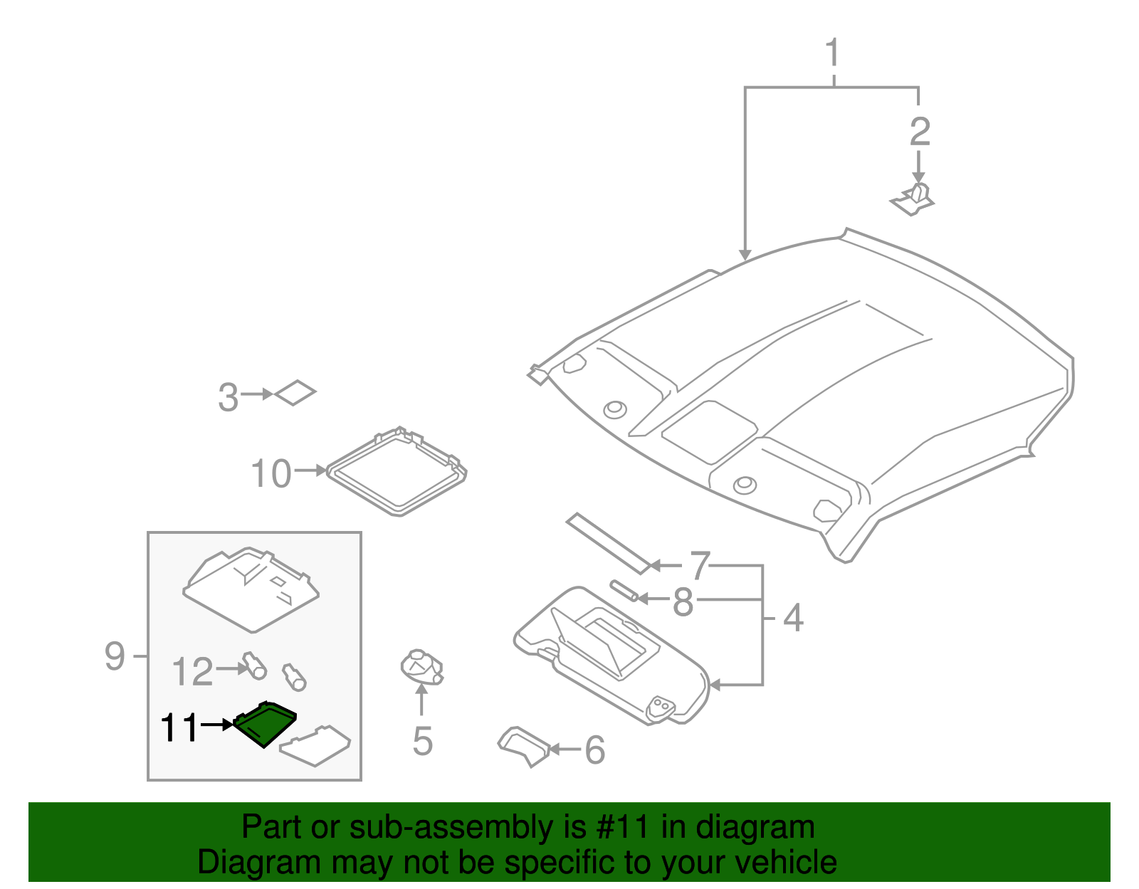 2009-2024 Nissan GT-R Map Lamp Lens 26432-JF00A | Team Nissan Inc.