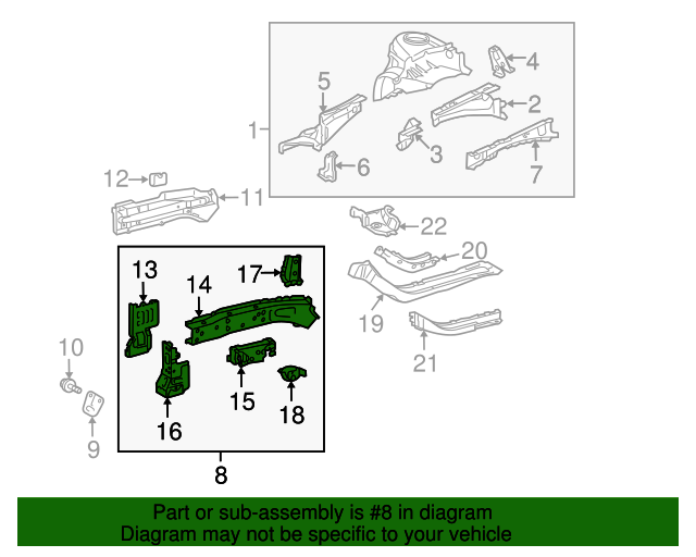 2010-2015 Toyota Frame Side Member Assembly 57028-47020 | Toyota Parts ...