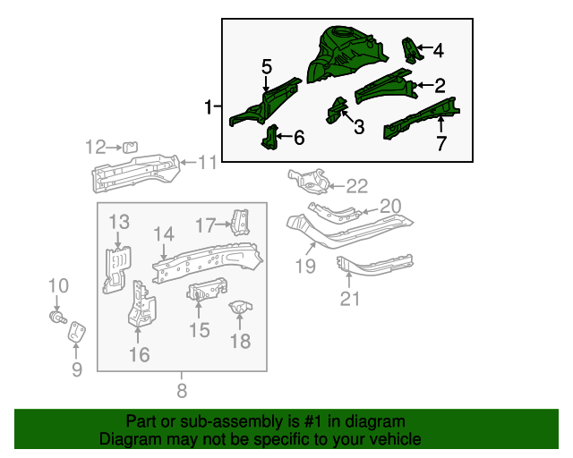 2010-2015 Toyota Apron Assembly 53701-47050 | Toyota Parts Center