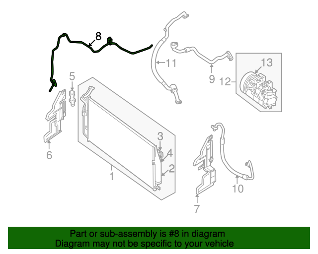 2011-2014 Nissan A/C Refrigerant Hose 92440-ZX00A | TascaParts.com