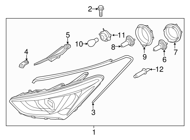 92142-2W000 - Headlamp Assembly Bracket - 2013-2016 Hyundai Santa Fe ...