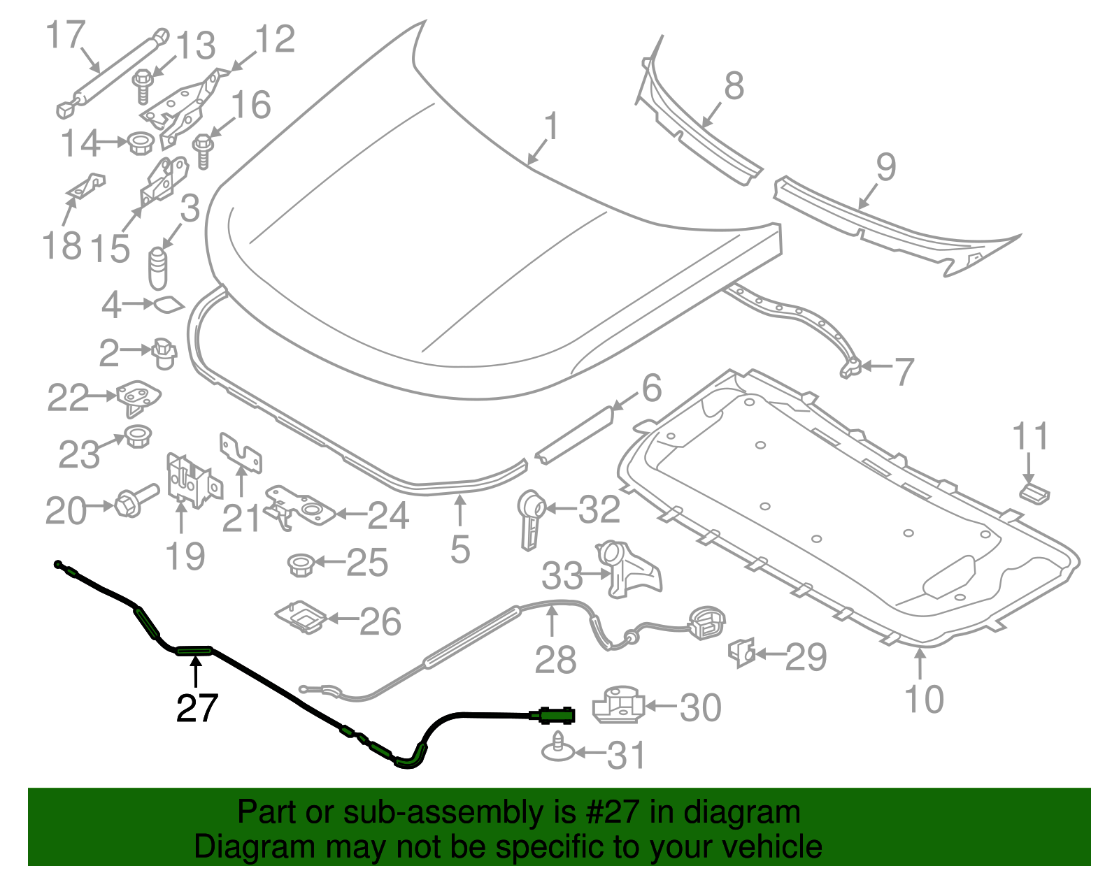 Genuine OEM Release Cable Part# LR121817 Fits 2017-2023 Land Rover ...