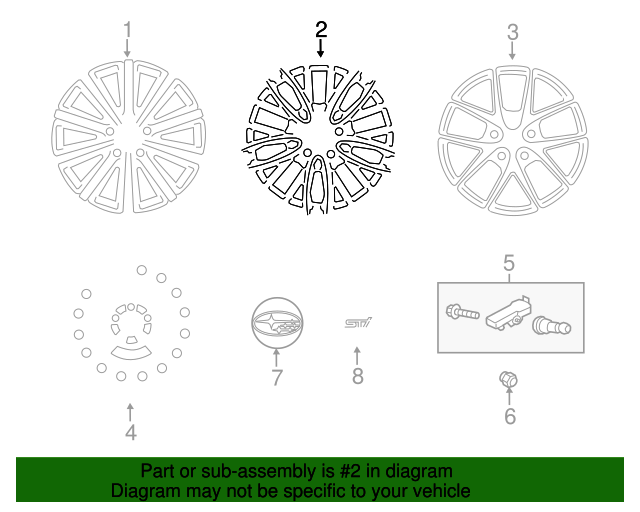 2015-2017 Subaru ALLOY WHEEL 18 inch size, STI, color is Gun Metal Gray ...