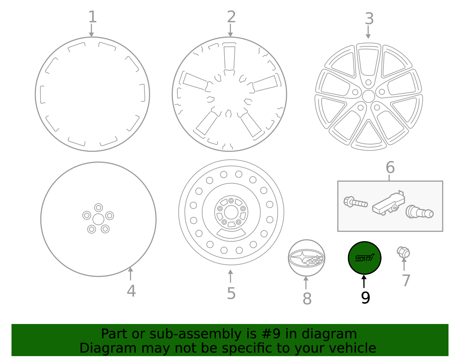 2008-2022 Subaru Center Cap - Sti 28821FE141 | Retail Performance Auto ...