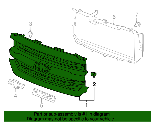 2016-2019 Chevrolet Silverado 1500 Front Grille 84056783 | GM Parts Center