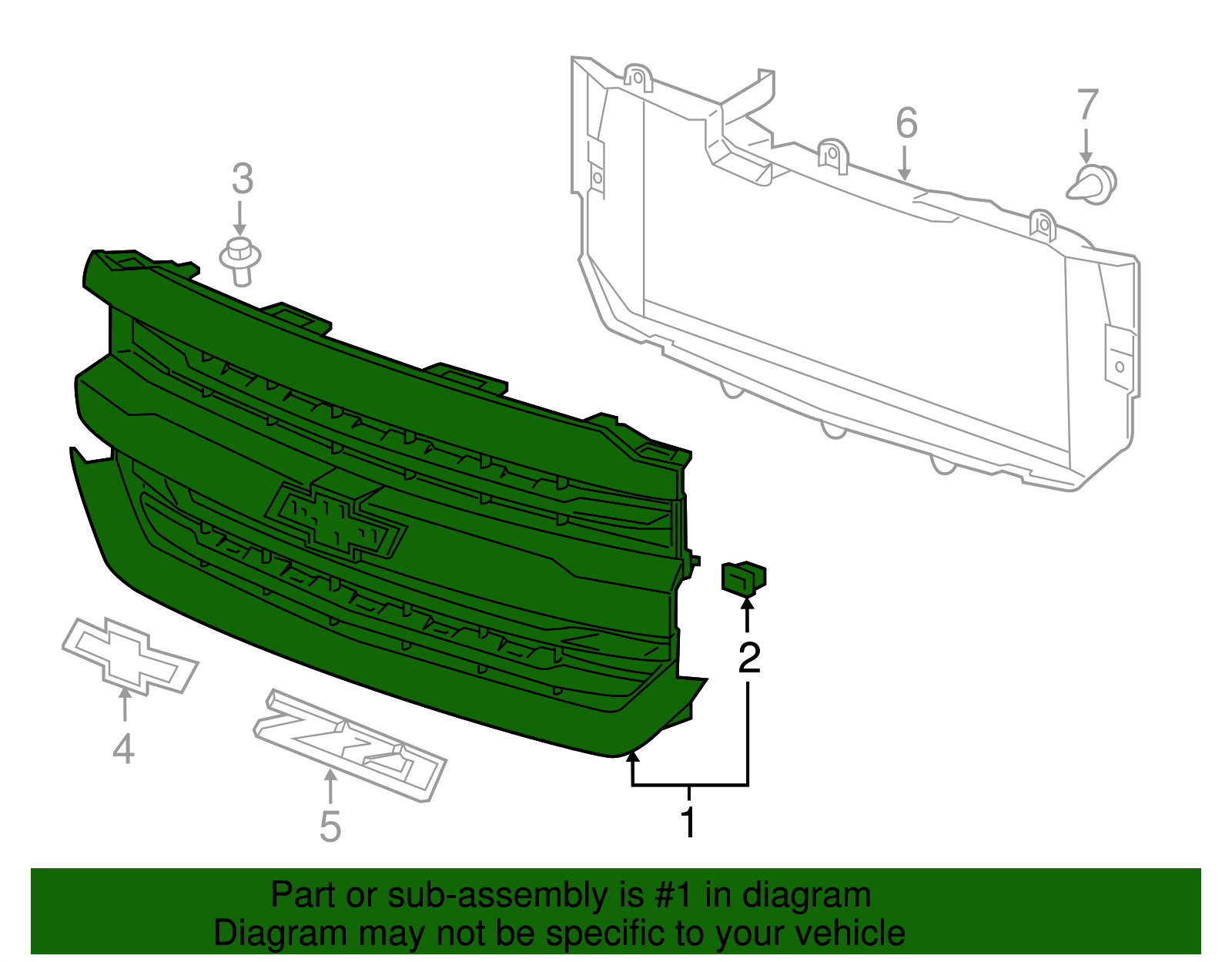 2016-2019 Chevrolet Front Grille 84056783 | GM Parts Center