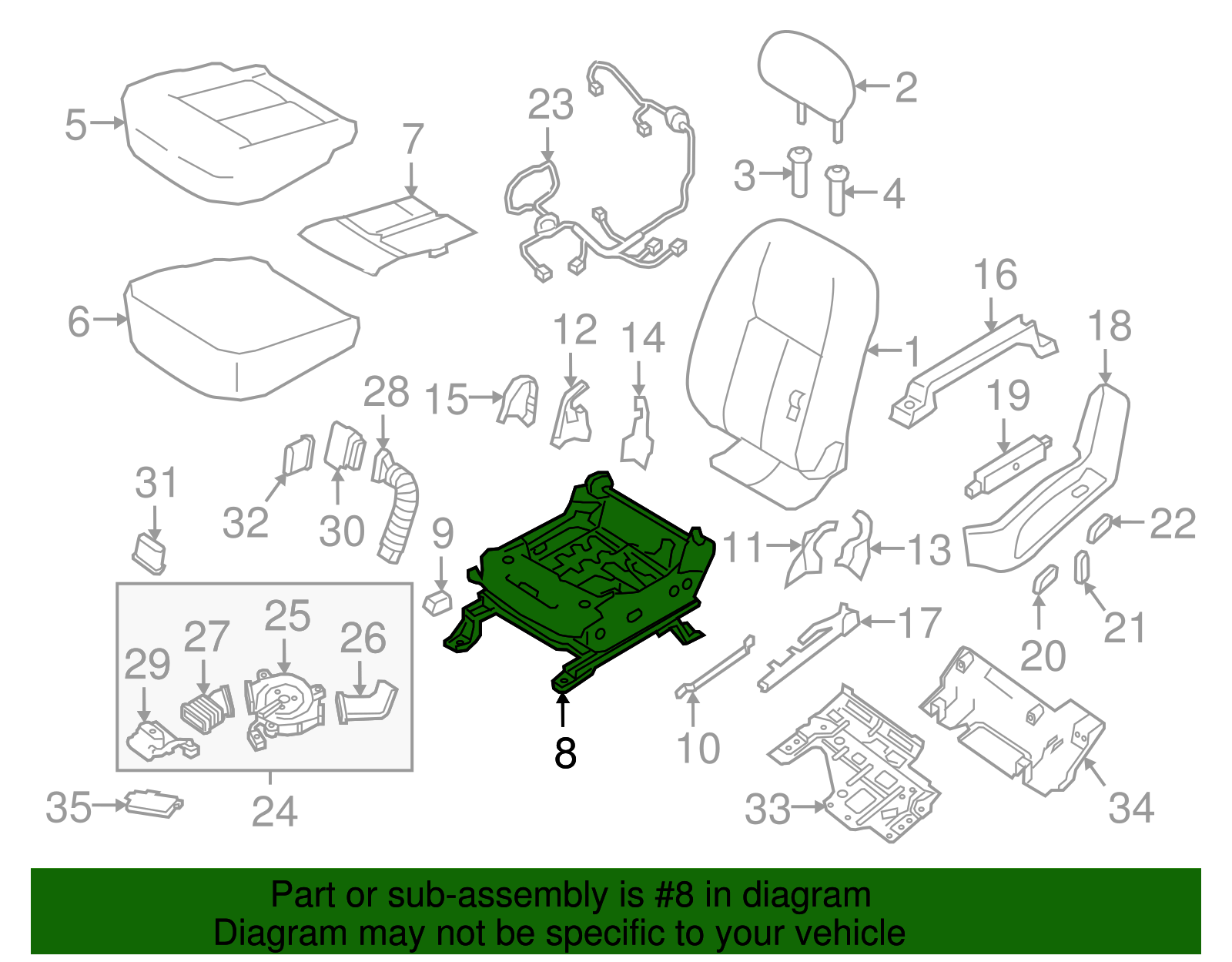 2016-2024 Nissan Seat Frame 87351-EZ00A | Jenkins Nissan Of Leesburg Parts