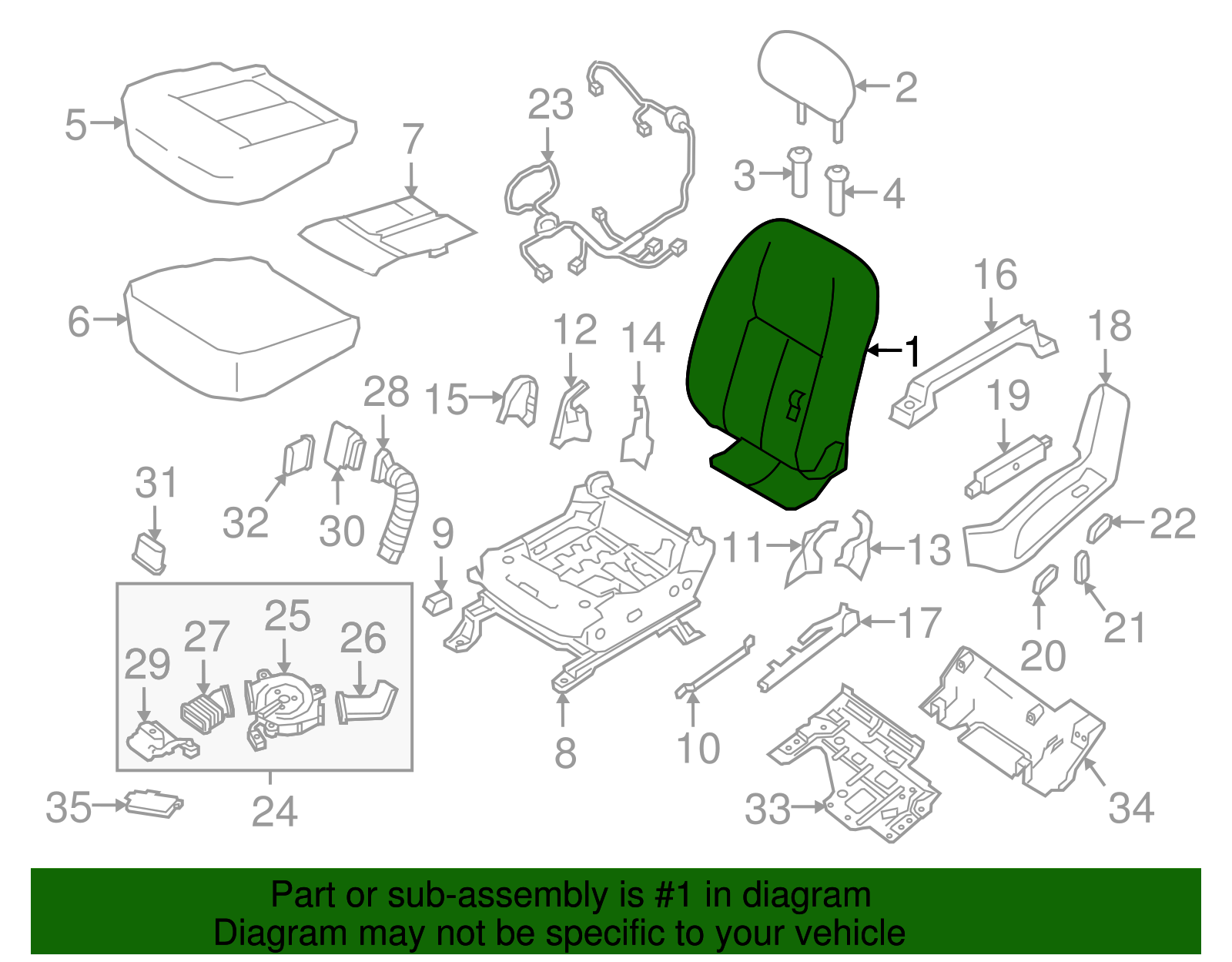 2018-2019 Nissan Seat Back Assembly 87650-9FT5B | Temecula Nissan Parts