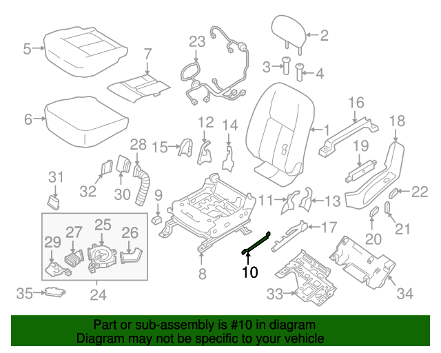 2016-2019 Nissan Seat Frame Reinforcement 891A2-EZ00A | TascaParts.com
