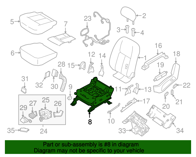 2016-2019 Nissan Seat Frame - Driver's Side (LH) 87351-EZ00A ...