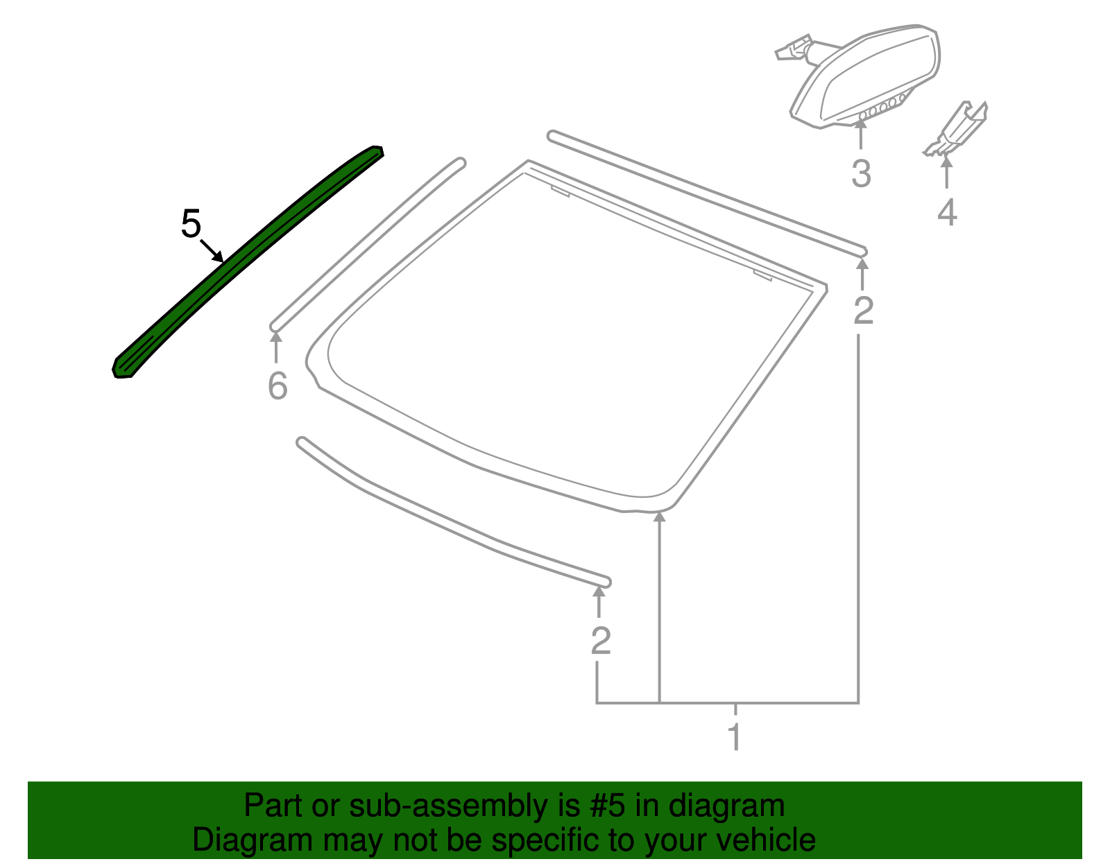 2008-2017 GM Pitch Black Driver Side Windshield Side Reveal Molding ...