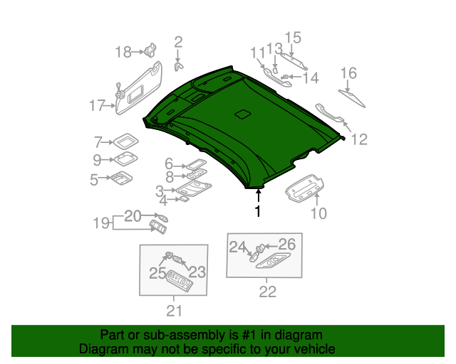 51448226603 - 1999-2005 BMW Headliner (51-44-8-226-603) | BMW of South ...