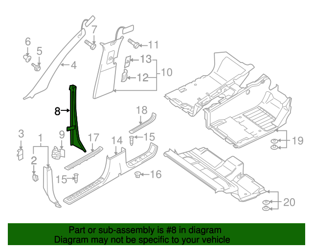 2004-2010 Volkswagen Touareg Body A-Pillar Trim Panel 7L0-868-240-B-71N | OEM Parts Online