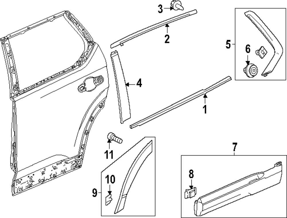72910-T90-A11 - 2023-2025 Honda Pilot - Belt Molding | Genuine Honda Parts