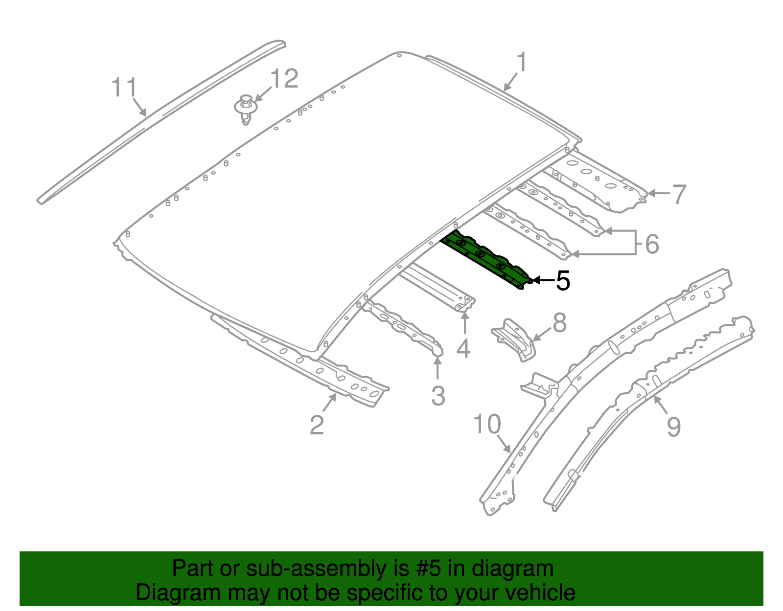 2015-2024 Nissan Murano Roof Bow G3262-5AAMA | Bill Kay Nissan Parts